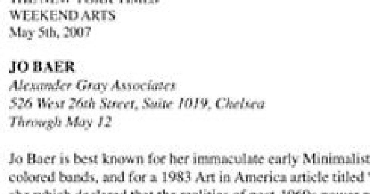 Jo Baer | Alexander Gray Associates