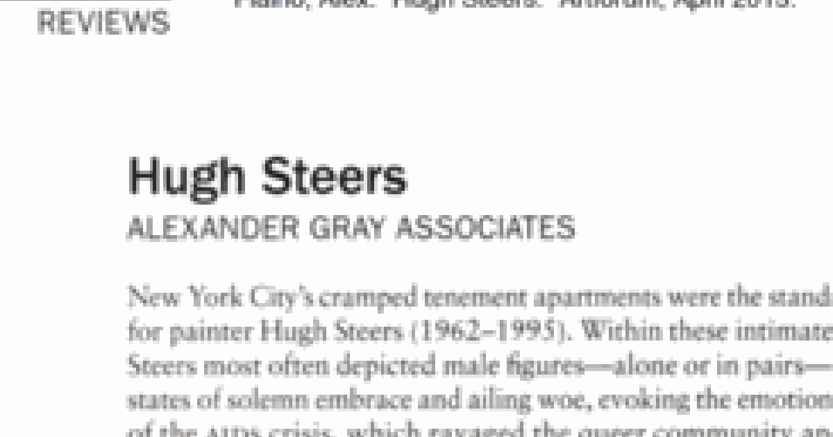 Hugh Steers | Alexander Gray Associates